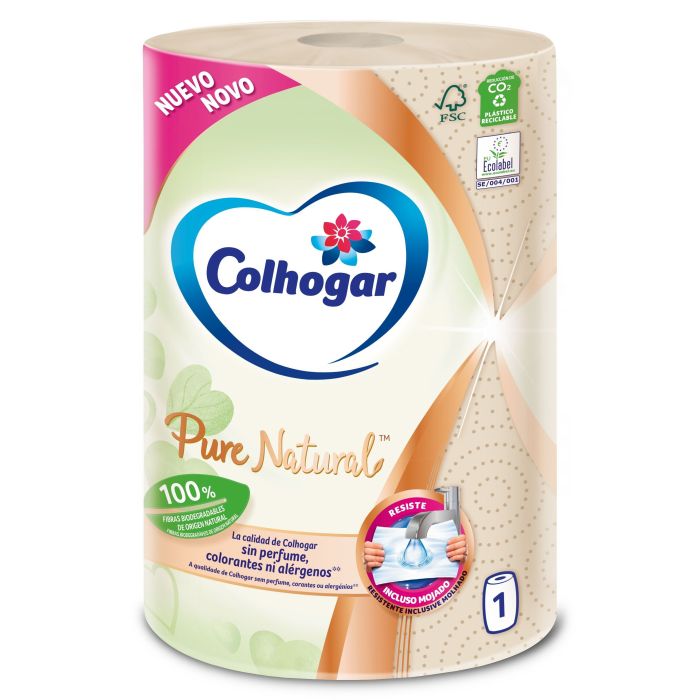 Colhogar Papel De Cocina Pure Natural Rollo de cocina biodegradable muy ...